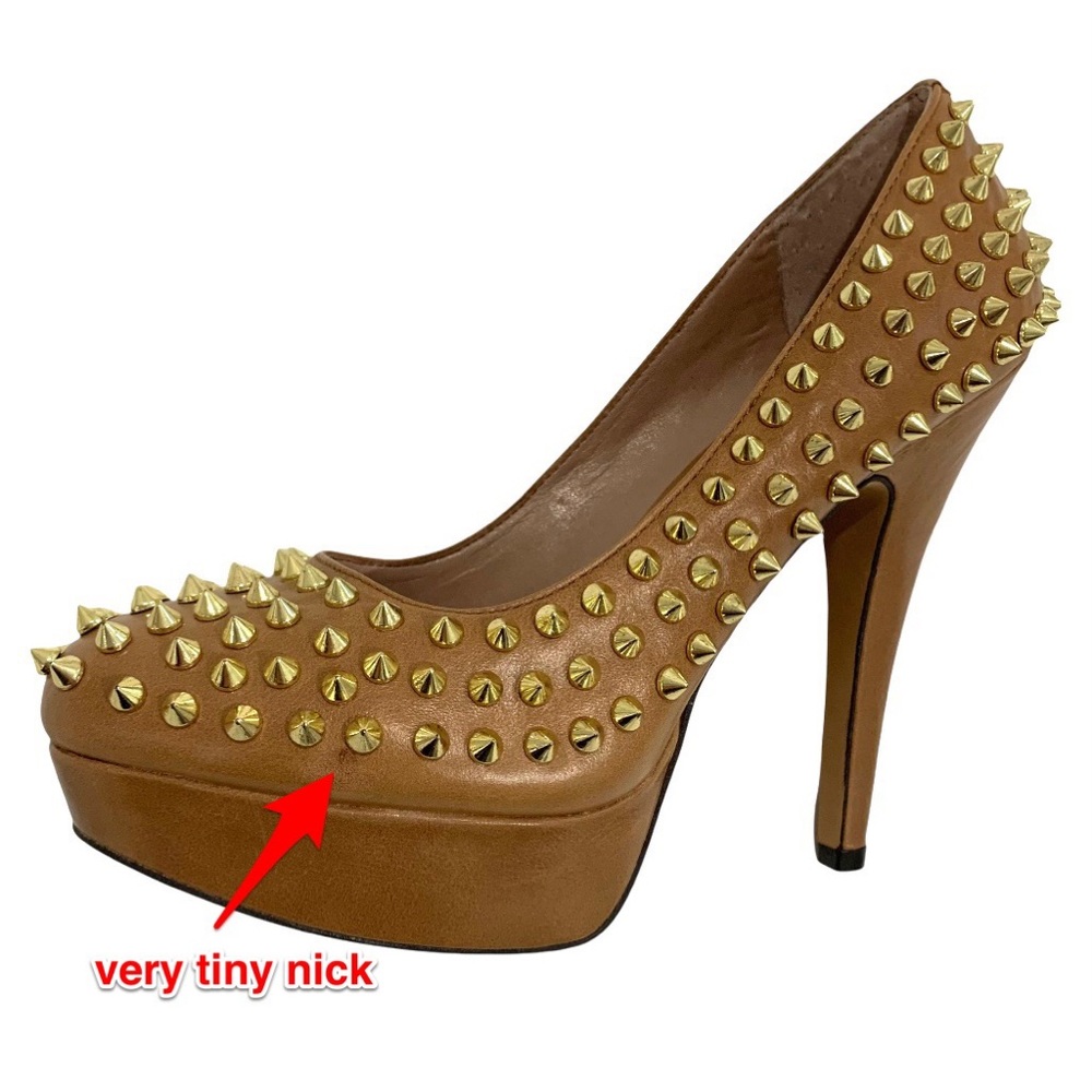 Vince Camuto Tan Spiked High Heel Platform Pumps From… - Gem